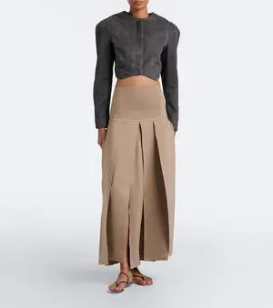 Alaïa Cropped Suede Jacket - Grey