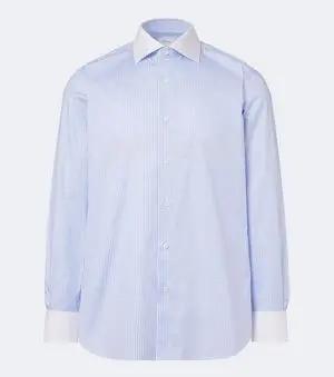 Brioni William Striped Cotton Poplin Shirt - Blue