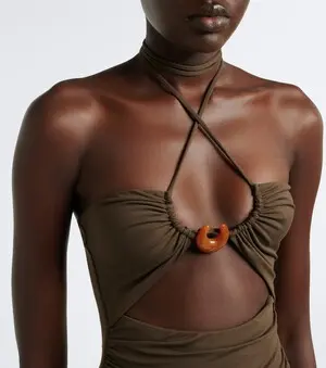 Magda Butrym Ruched Halterneck Swimsuit