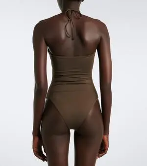 Magda Butrym Ruched Halterneck Swimsuit
