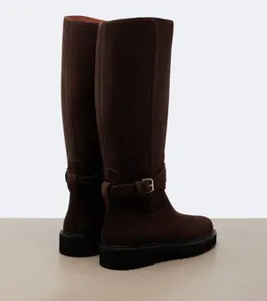 Valentino Garavani Vlogo Suede Knee-high Boots