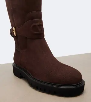 Valentino Garavani Vlogo Suede Knee-high Boots