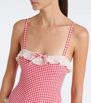 MONTCE Jacelyn Gingham Ruffled One Piece Swimsuit - Red