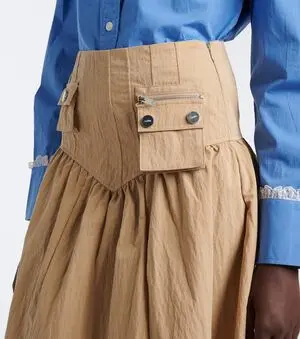 GANNI Gathered Cotton-blend Maxi Skirt
