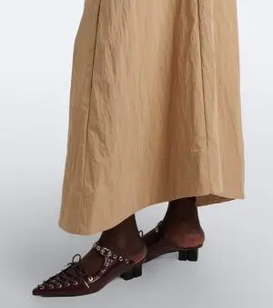 GANNI Gathered Cotton-blend Maxi Skirt