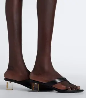 Saint Laurent Cassandre Leather Thong Sandals