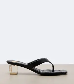 Saint Laurent Cassandre Leather Thong Sandals