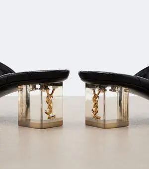 Saint Laurent Cassandre Leather Thong Sandals
