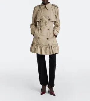Burberry Cotton Gabardine Trench Coat - Beige