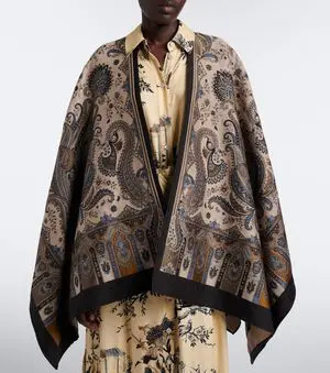 Etro Paisley Jacquard Wool-blend Shawl - Beige