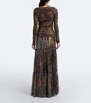 Etro Paisley Silk-blend Tiered Maxi Skirt - Multicoloured