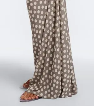 Alaïa Gathered Polka-dot Maxi Skirt - Grey