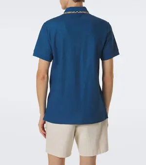 Burberry Check Cotton Piqué Polo Shirt - Blue