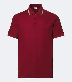 Burberry Check Cotton Piqué Polo Shirt - Red