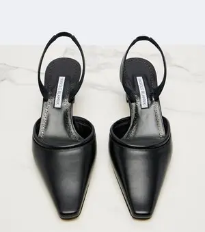 Manolo Blahnik Vendona Leather Slingback Pumps