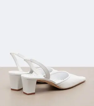 Manolo Blahnik Vendona Leather Slingback Pumps - White
