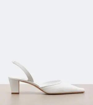 Manolo Blahnik Vendona Leather Slingback Pumps - White
