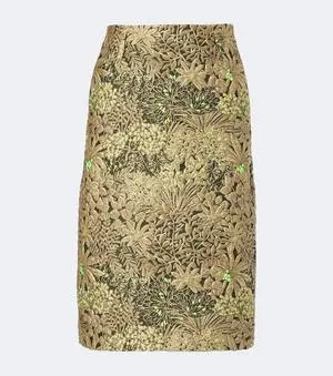 Dries Van Noten Floral Midi Skirt - Beige