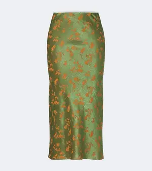 Dries Van Noten Floral Print Midi Skirt - Green
