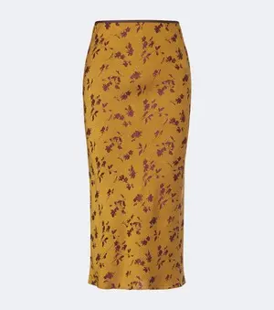 Dries Van Noten Floral Print Midi Skirt - Yellow