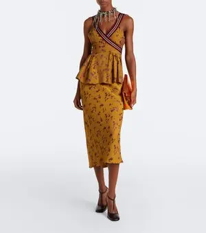Dries Van Noten Floral Midi Skirt - Yellow