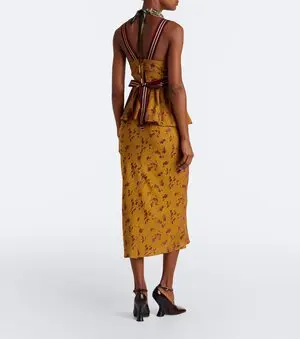 Dries Van Noten Floral Midi Skirt - Yellow