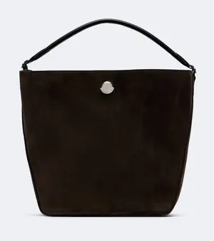Moncler Carlo Suede Shoulder Bag - Brown
