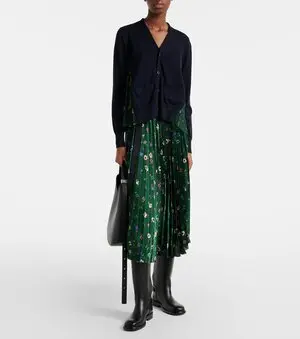 Sacai Floral Cotton Cardigan - Blue