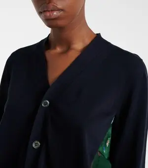 Sacai Floral Cotton Cardigan - Blue