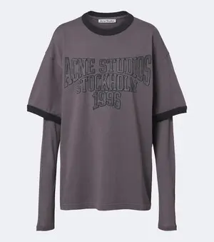 Acne Studios Layered Printed Cotton T-shirt - Grey