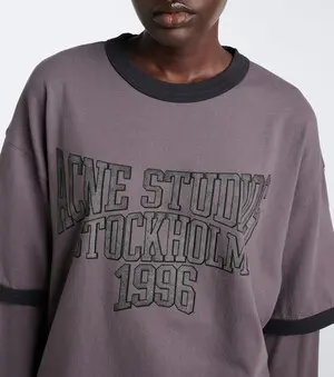 Acne Studios Layered Printed Cotton T-shirt - Grey