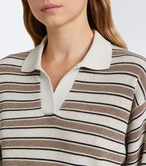 Brunello Cucinelli Striped Cotton-blend Polo Sweater