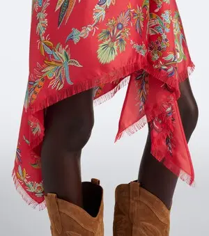 Etro Paisley Asymmetric Silk Twill Miniskirt