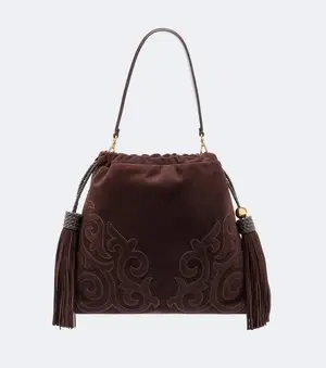 Etro Kalispera Medium Suede Shoulder Bag - Brown