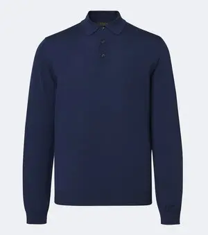 SLOWEAR Wool-blend Polo Sweater - Blue