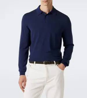 SLOWEAR Wool-blend Polo Sweater - Blue