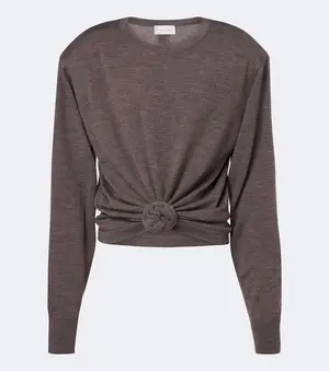 Magda Butrym Wool Knit Sweater With Detachable Shoulder Pads - Brown