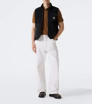 Moncler Leather-trimmed Cotton Piqu� Polo Shirt