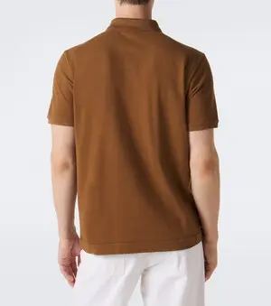 Moncler Leather-trimmed Cotton Piqu� Polo Shirt
