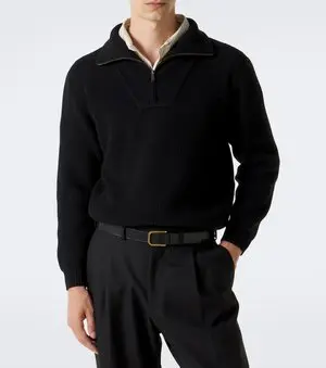 Saint Laurent Ribbed Wool Half-zip Sweater