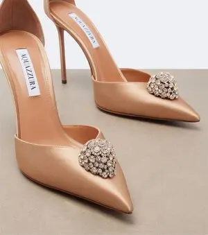 AQUAZZURA Drop Embellished Satin Slingback Pumps