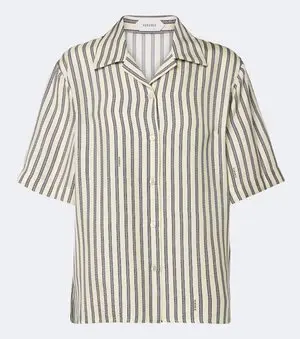 Versace Meandros Striped Silk Twill Shirt
