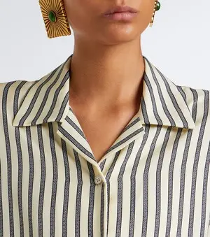 Versace Meandros Striped Silk Twill Shirt