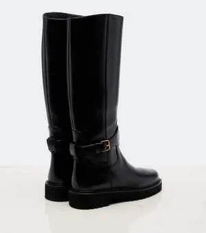 Valentino Garavani Vlogo Leather Knee-high Boots