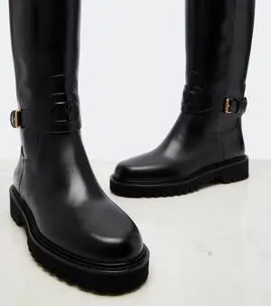 Valentino Garavani Vlogo Leather Knee-high Boots