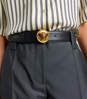 Versace Medusa Leather Belt - Black