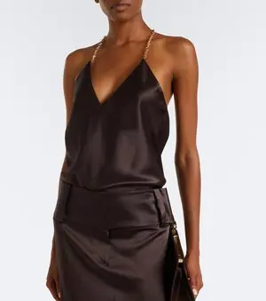 Sportmax Satin Halterneck Top - Brown