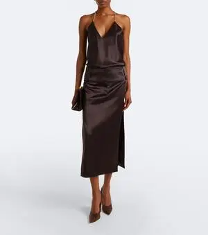 Sportmax Satin Halterneck Top - Brown