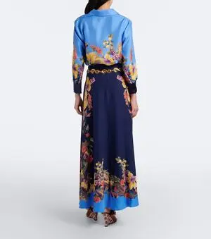 Etro Floral Silk Cr�pe De Chine Maxi Skirt