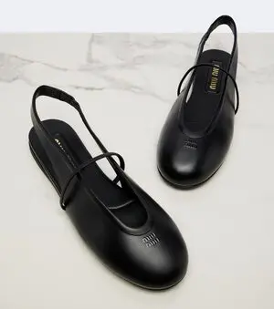 Miu Miu Leather Slingback Flats